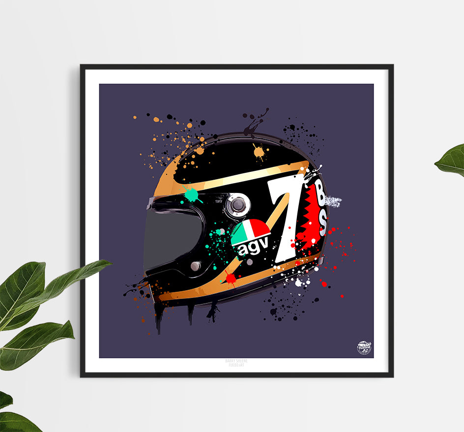 Barry Sheene Motorcycle Helmet print – Fan Merch